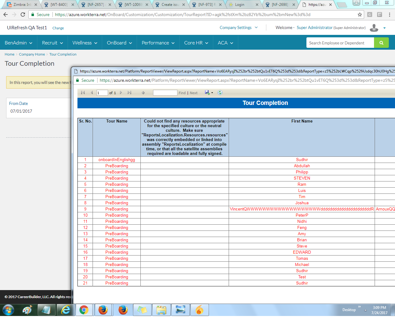 Nf 3933 Azure Uirefresh Qa Test1 Onboard Reports Incorrect Values Displayed In Report